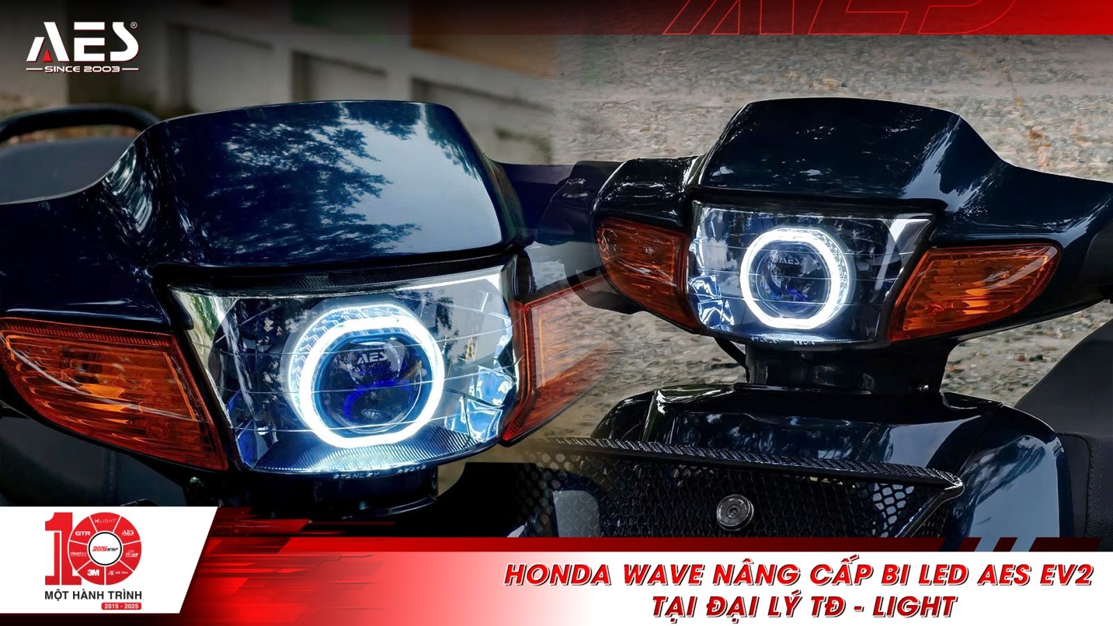 Honda Wave nâng cấp bi LED AES EV2 tại đại lý TĐ - Light